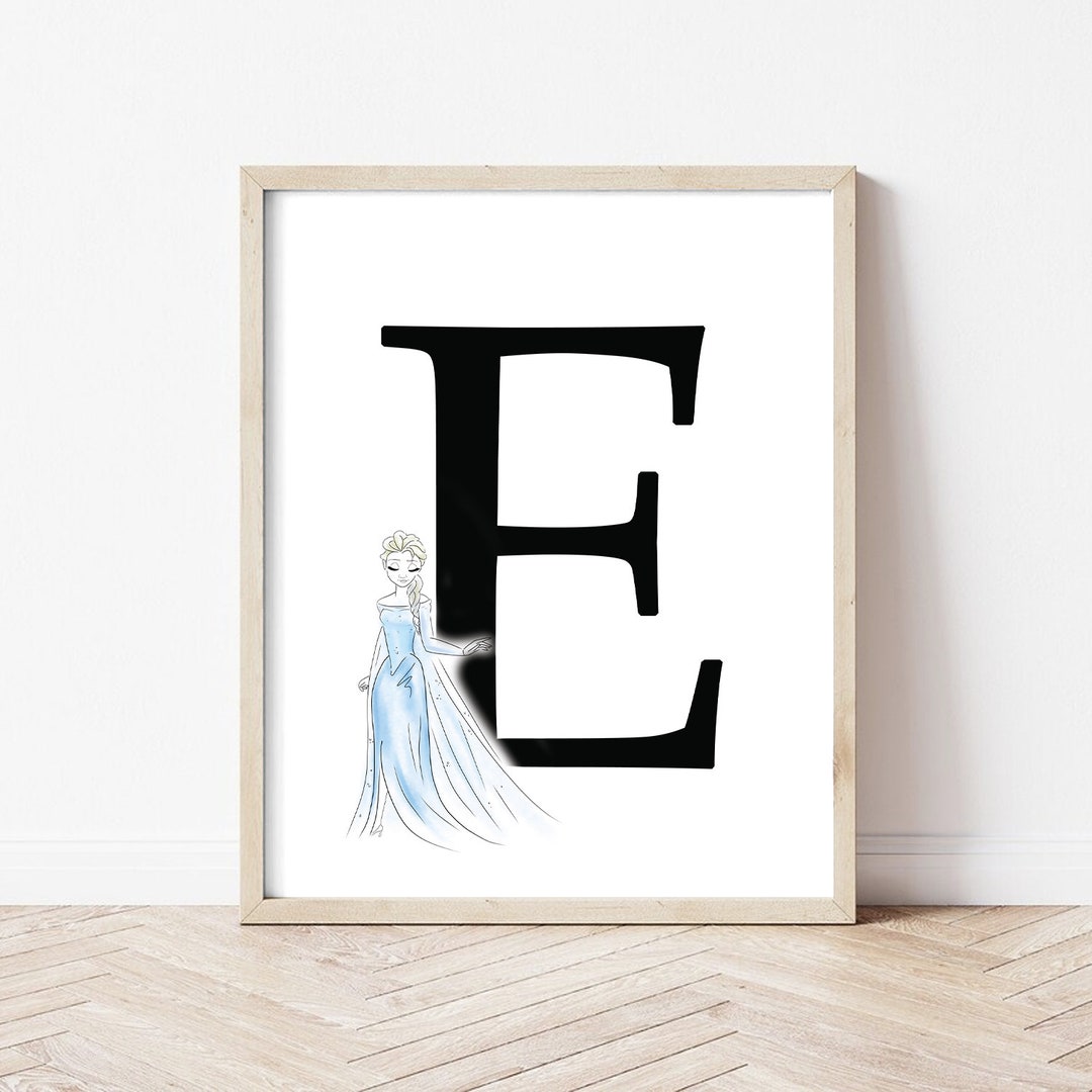 Elsa Monogram Letter, Alphabet Letter Frozen Art Print, Name Art Wall ...