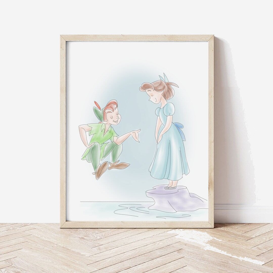 Peter Pan and Wendy Nursery Art Print, Single Art Print, Printable ...