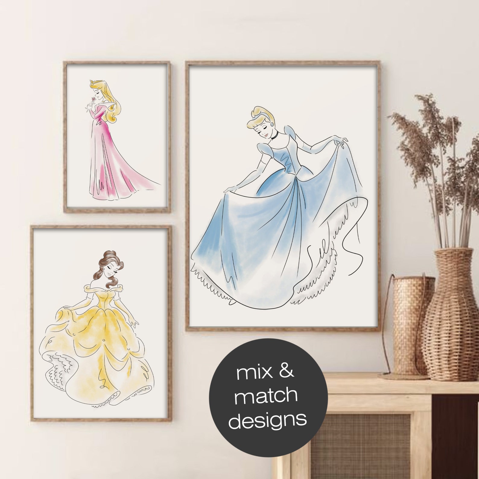 Princess Ariel Line Art Print Little Mermaid Wall Art - Etsy