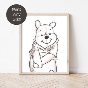 Winnie the Pooh Art Print Set of 4, Wall Print, Sketched Boho Nursery ...