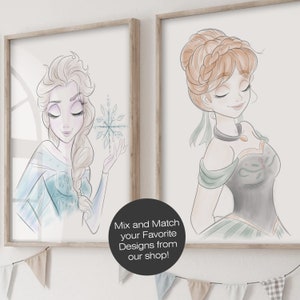 Elsa Ice Princess Watercolor Art, Princess Frozen Art, Princess Art ...