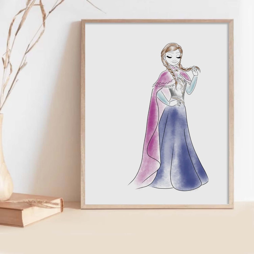 Frozen Princess Anna Art Print, Frozen Art, Elsa and Anna anna Only ...