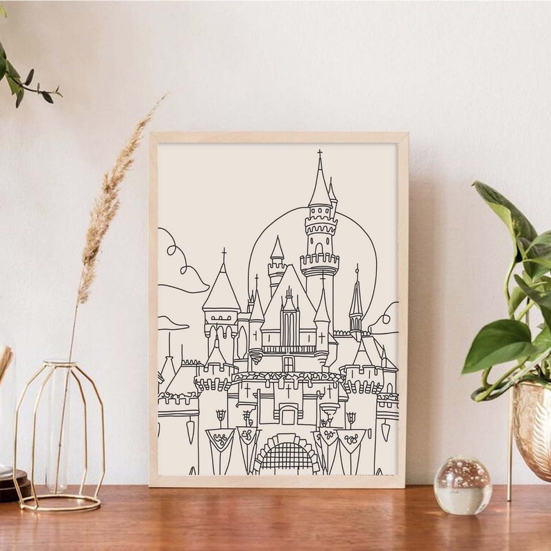 Disneyland Castle Wall Art Abstract Boho Art Print Cinderella - Etsy