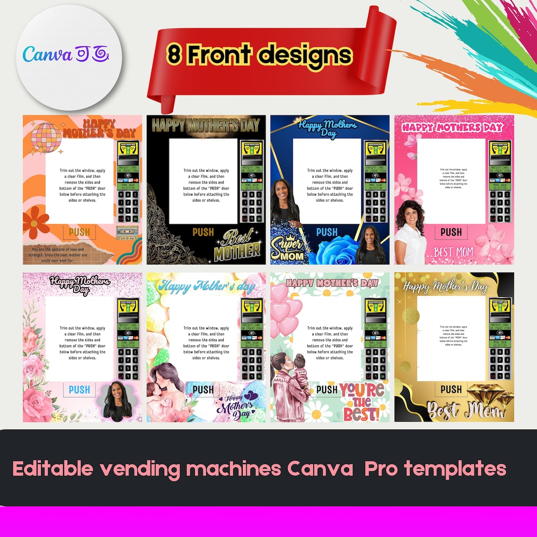 Mother’s Day Vending Machine Template Bundle, 8x10, You Can Resize Them ...