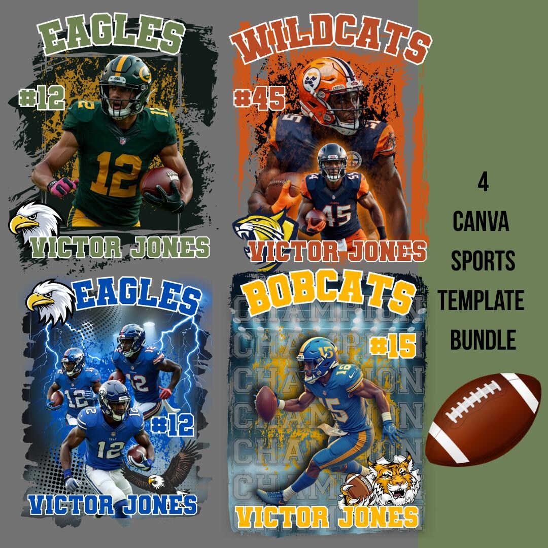 4 Canva Sports Templates Bundle, Create Custom Posters, Senior Banners ...