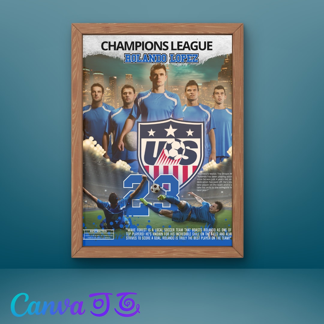 Personalized Soccer Player CANVA Template/custom Soccer Player Template ...