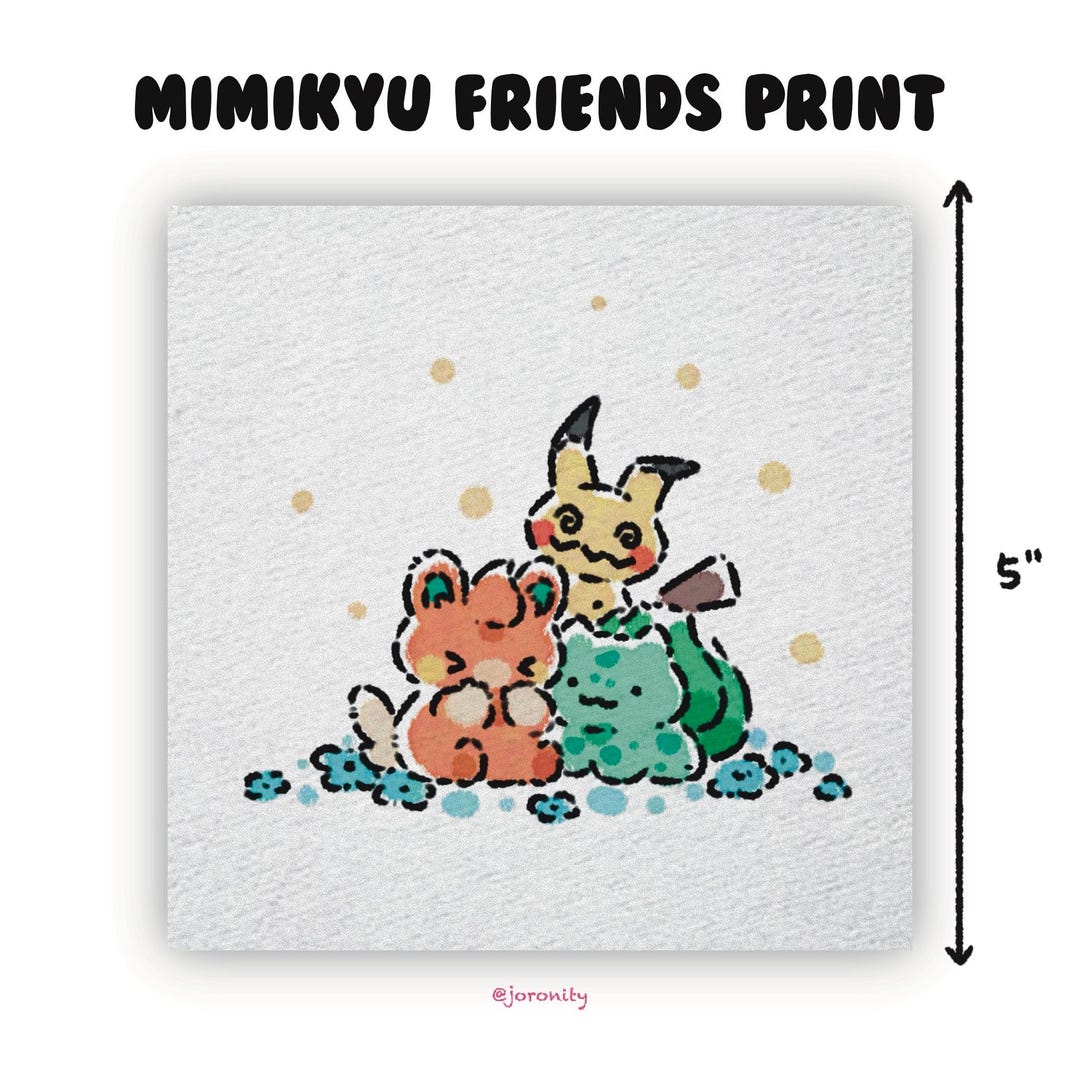 Mimikyu Bulbasaur Pawmi Watercolour Mini Art Print - Etsy