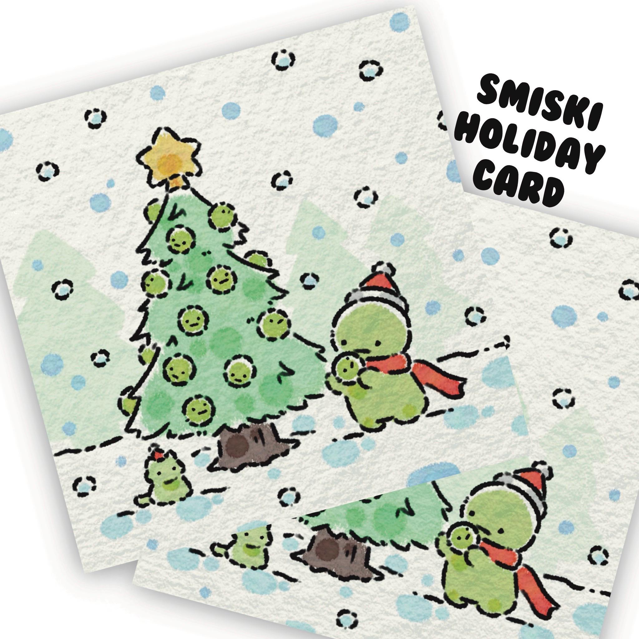 Smiski and Cat Christmas Watercolour Mini Art Print || Holiday Card - Etsy