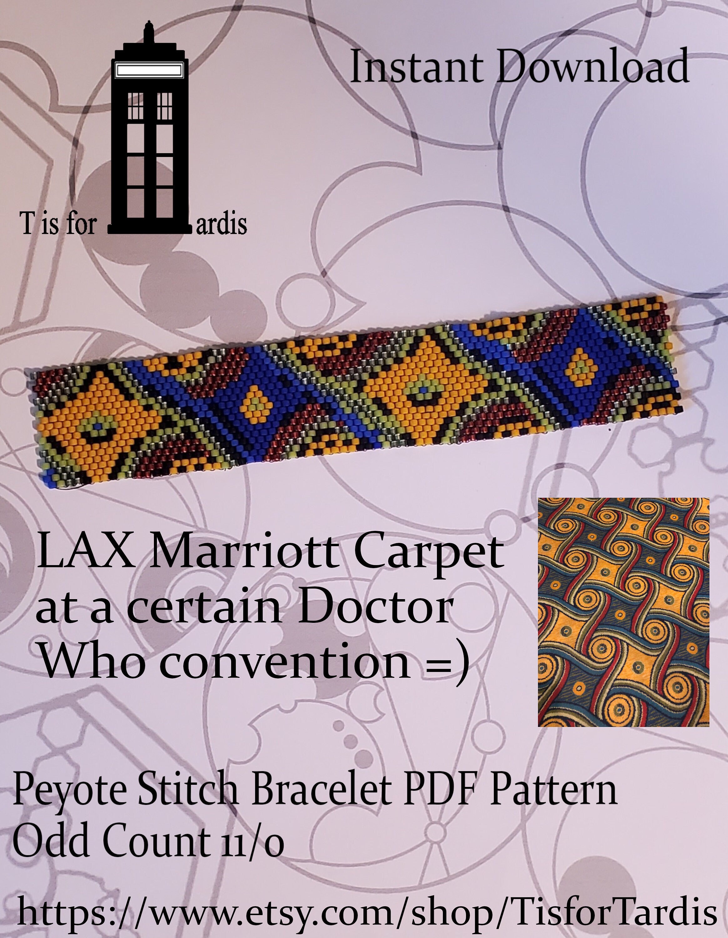 LAX Marriott Carpet Doctor Who Even Count Peyote Stitch Beaded Bracelet ...