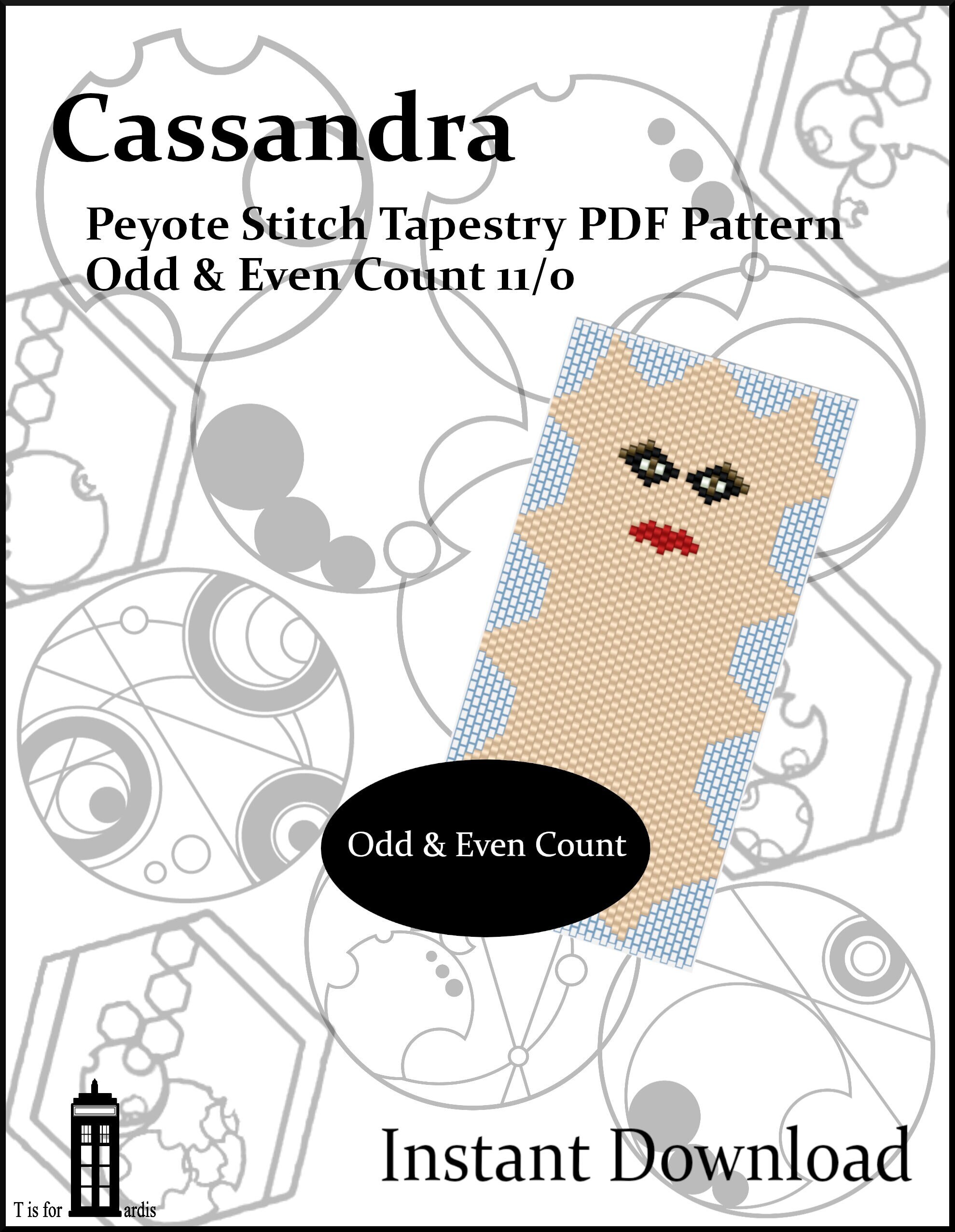 Cassandra Doctor Who Odd And Even Count Peyote Beaded Tapestry Pattern Beadweaving Beadwork