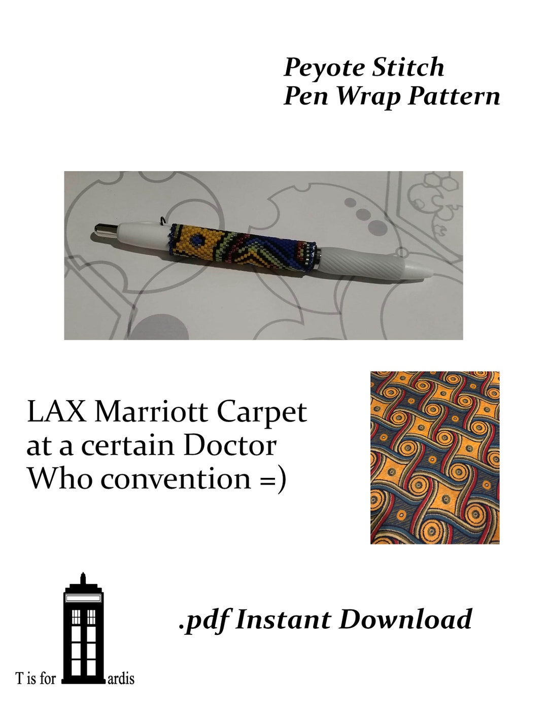 LAX Marriott Carpet Pen Wrap for Pilot G2 Pen Pdf. Pattern Size 11 ...