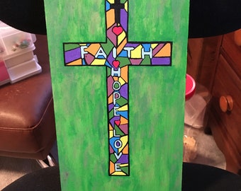 Abstract Cross Textured Painting With Frame - Etsy