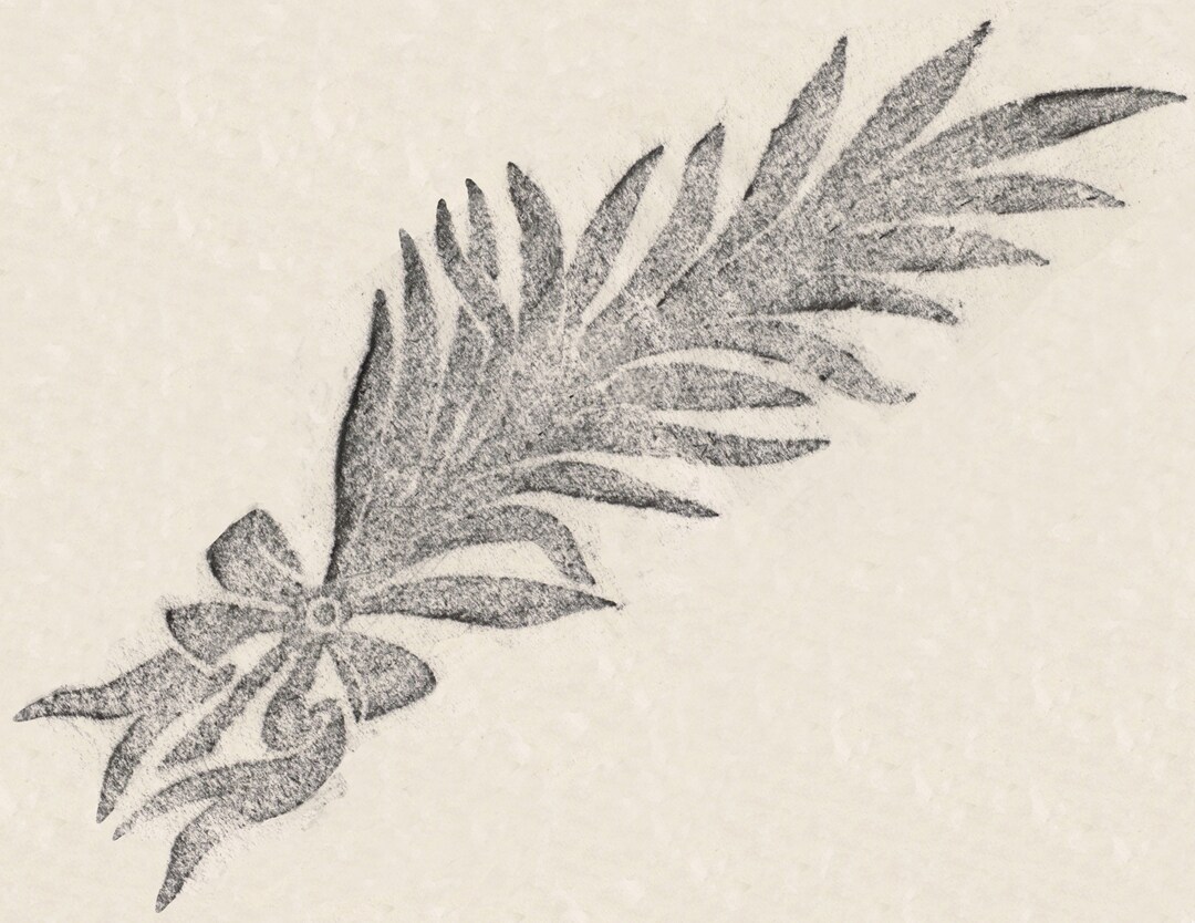 Charcoal Gravestone Rubbing Print [fern Bow] - Etsy