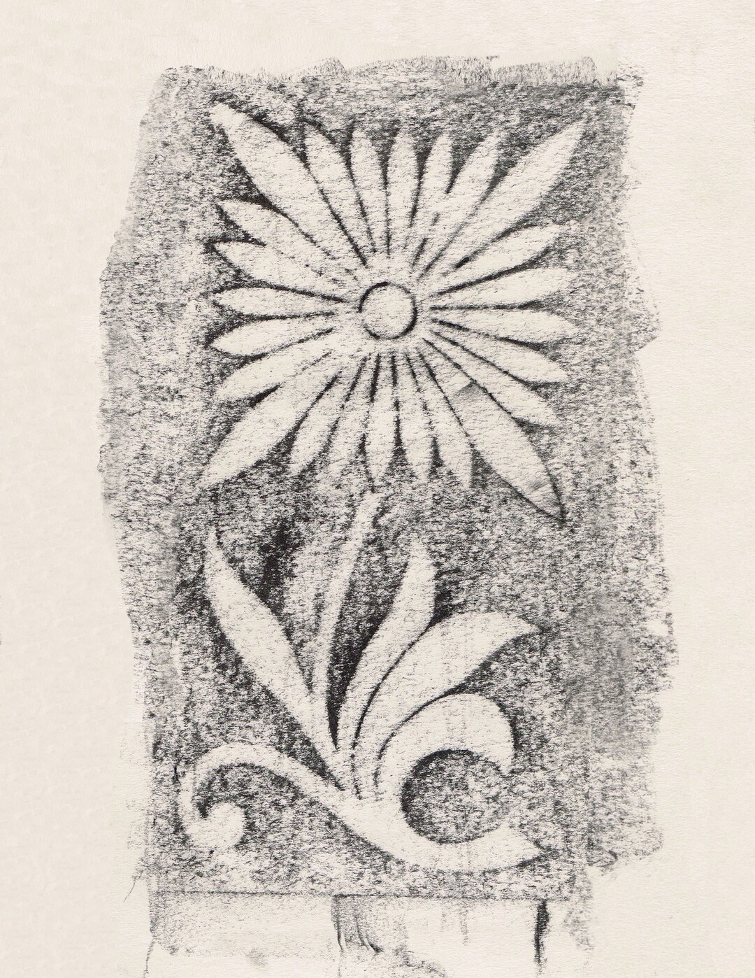 Charcoal Gravestone Rubbing Print [blooming Flower] - Etsy