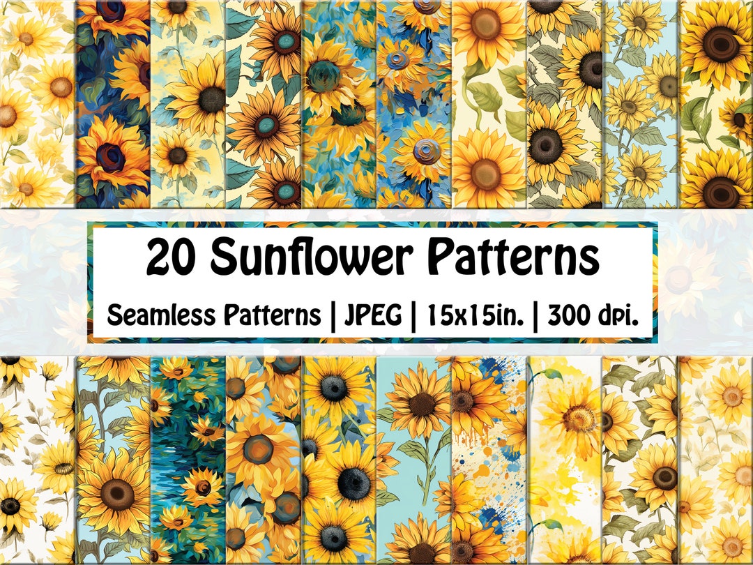 Sunflower SEAMLESS Patterns | Sunflower Digital Paper | Yellow Floral ...