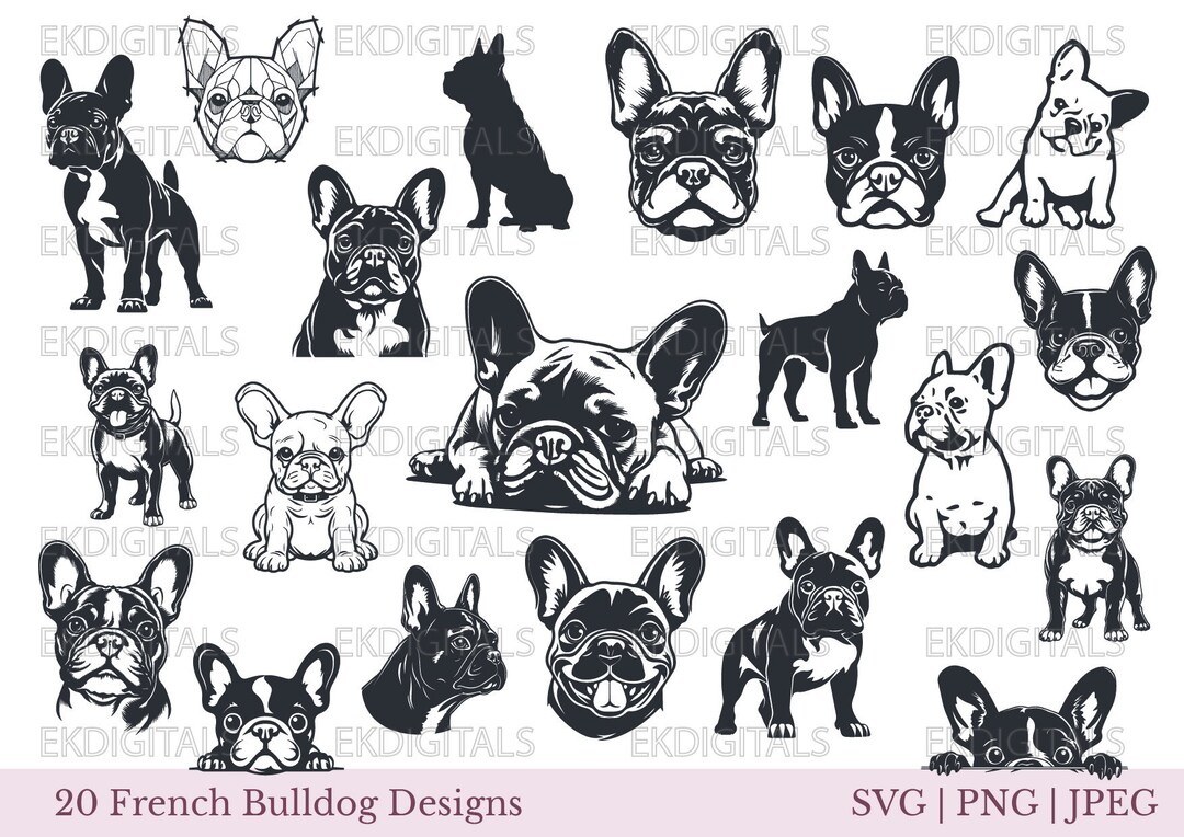 French Bulldog Bundle | Logo Vinyl Stencil | Frenchie Clipart Print ...