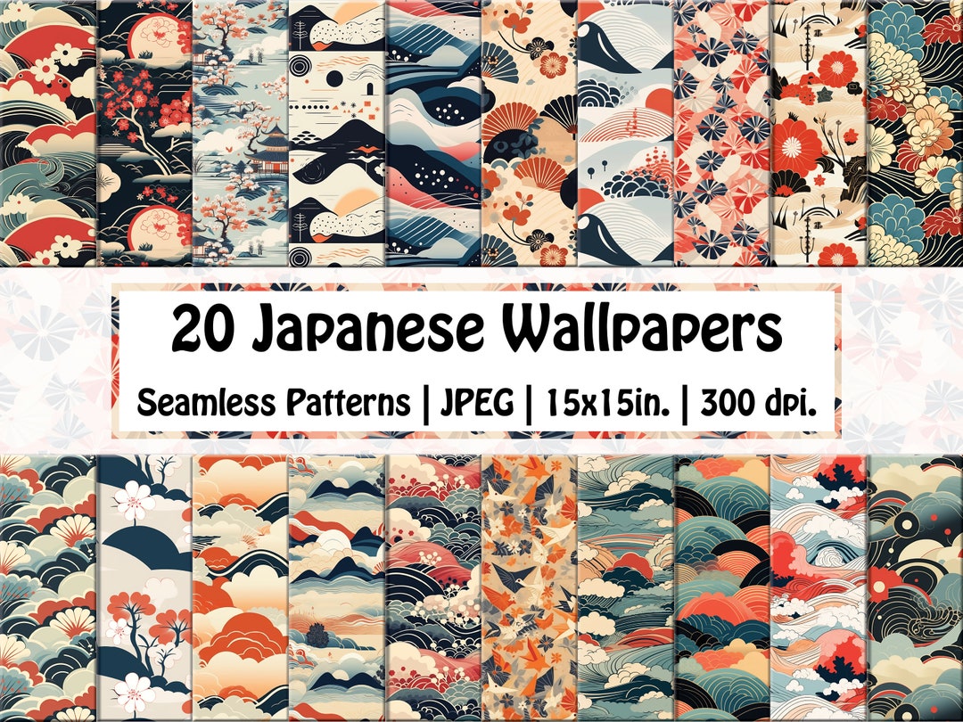 Japanese Wallpaper SEAMLESS Patterns | Minimalist Japanese Backdrop ...
