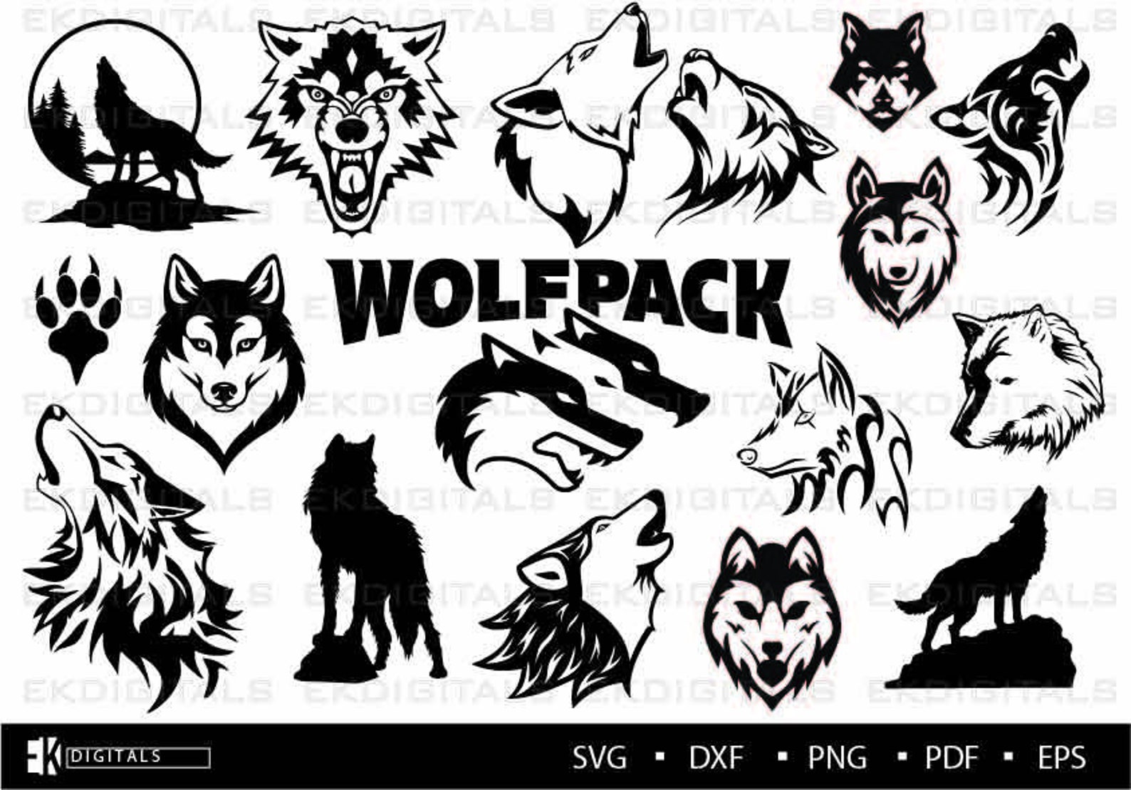 Wolf Pack Bundle Logo Vinyl Stencil Wolfhead Graphics | Etsy