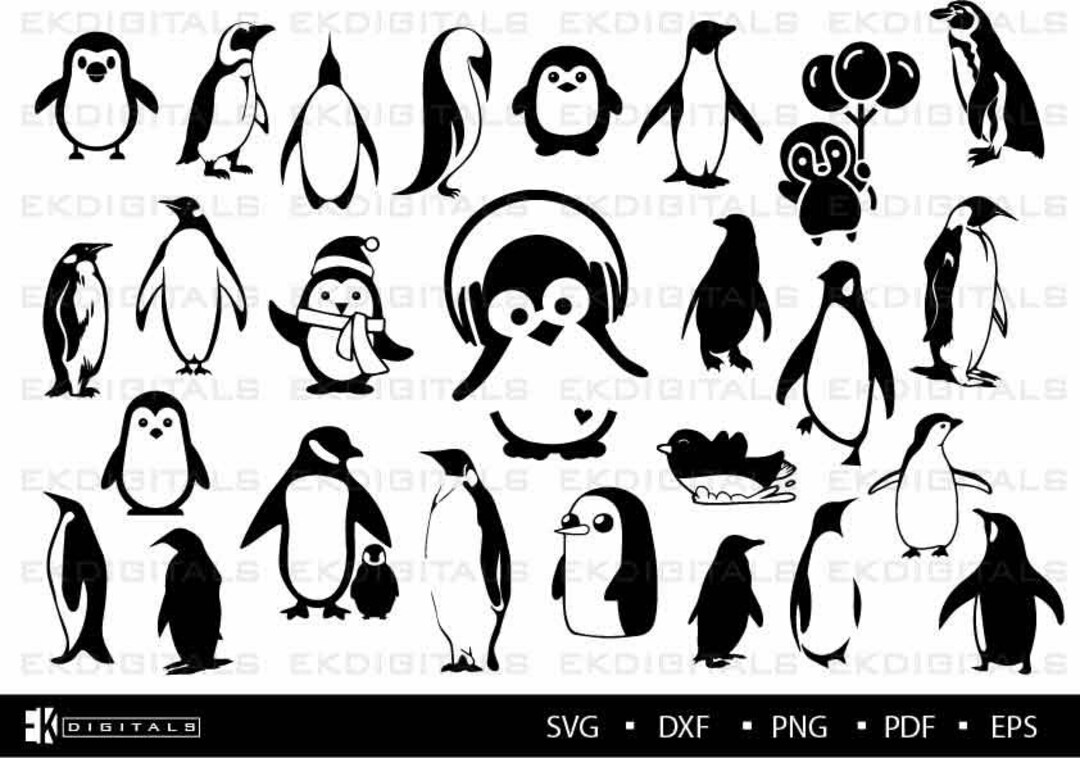 Penguin Bundle | Vinyl Logo Decal Stencil | Clipart Printable, Cutting ...