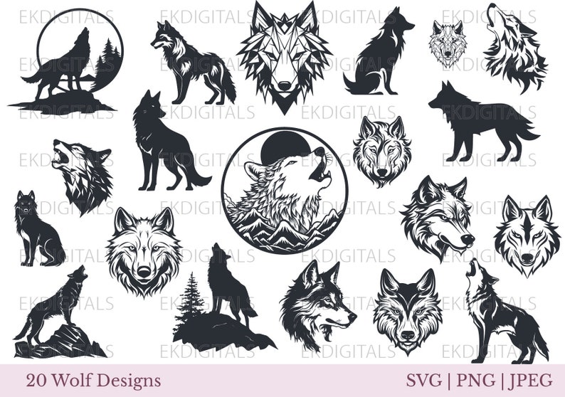 Loup SVG Clipart, vecteur de Silhouette de la faune, conception de ...