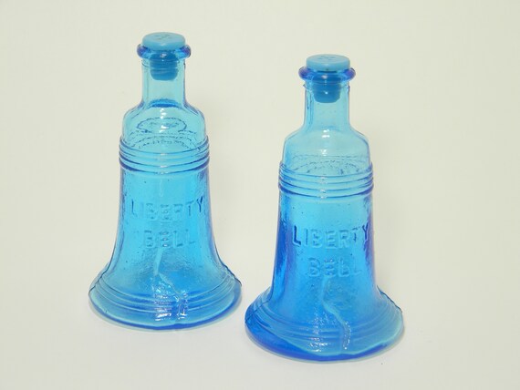 Vintage Collectible Blue Glass Liberty Bell Salt & Pepper - Etsy
