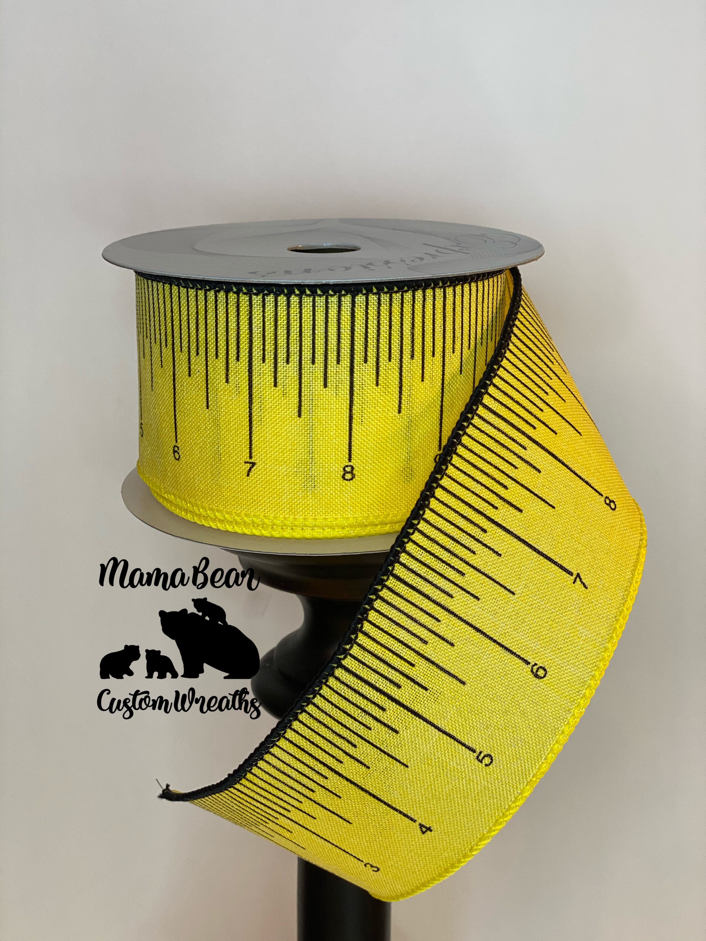 Yellow ruler ribbon ruler ribbon teacher ribbon school | Etsy