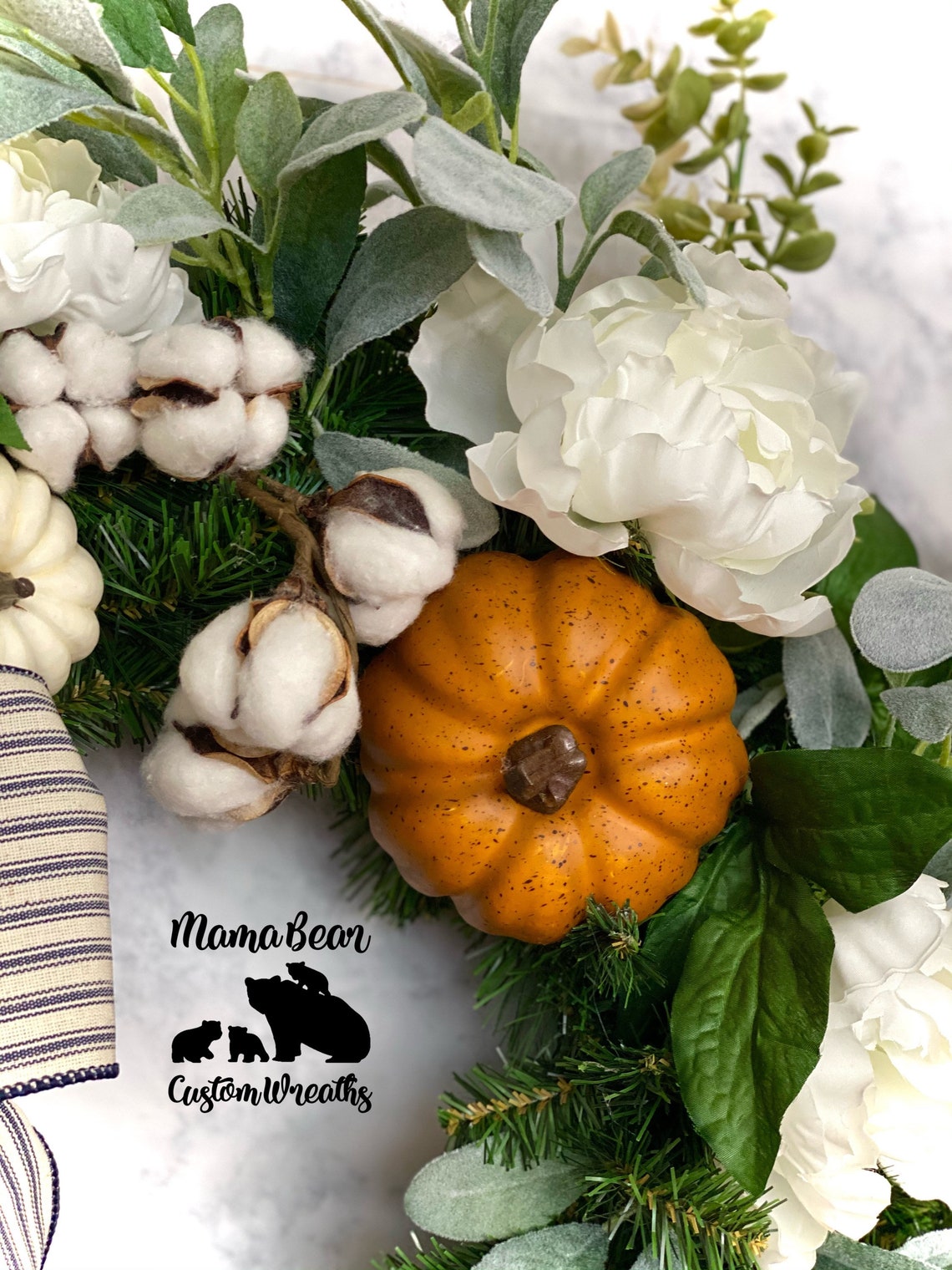 White Pumpkin Fall Wreath: Neutral Farmhouse Autumn Decor - Etsy