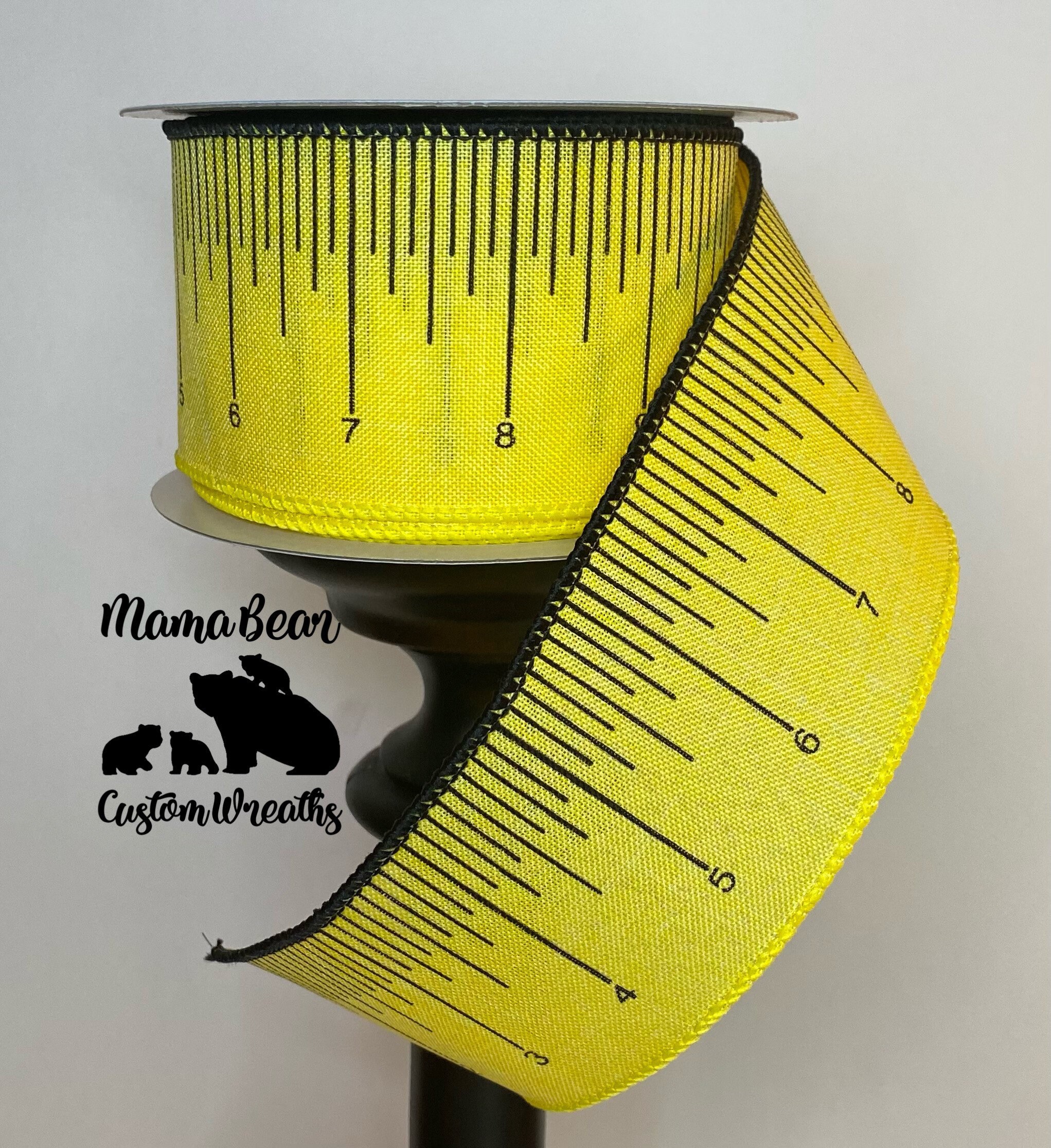 Yellow ruler ribbon ruler ribbon teacher ribbon school | Etsy