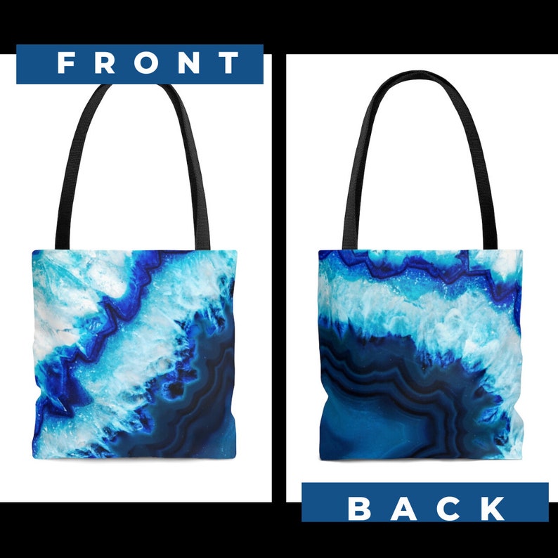 Blue Marble Pattern Tote Bag | Durable Eco Market AOP Shoulder Bag ...