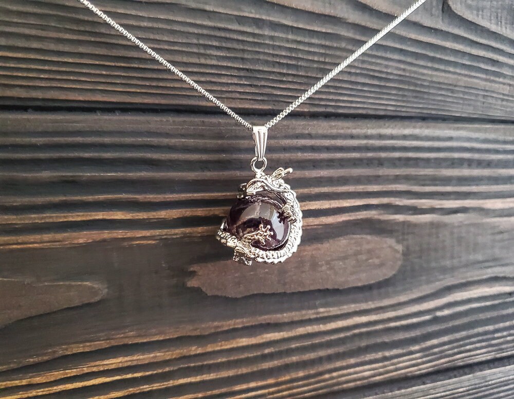Mythical Purple Amethyst Dragon Necklace