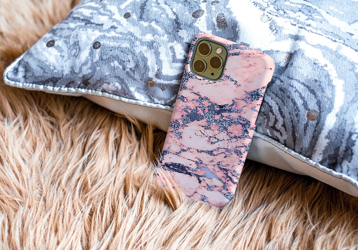Pastel Pink Marble Phone Case Pink Geode Crystal Case | Etsy