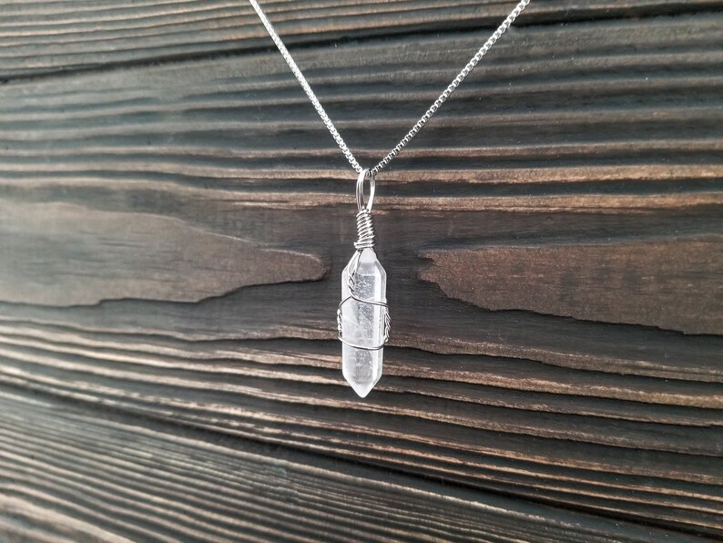 Raw Crystal Quartz Necklace Wire Wrapped Crystal Point | Etsy