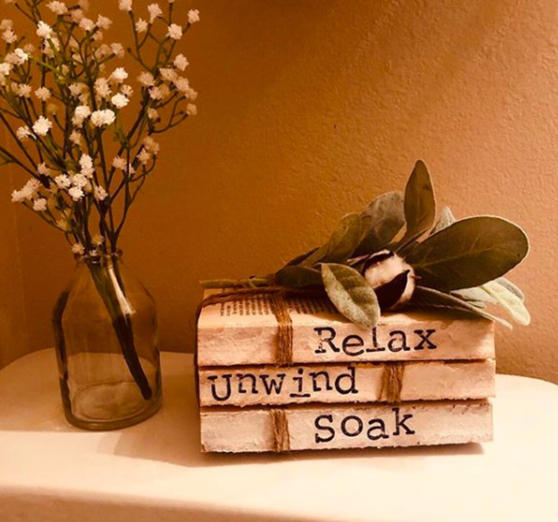 Hand-stamped Relax Unwind Soak Books - Etsy