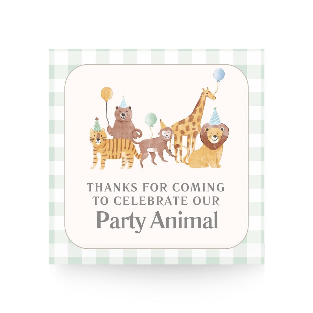 One Party Animal Thank You Card Party Favor Card Digital Download ...