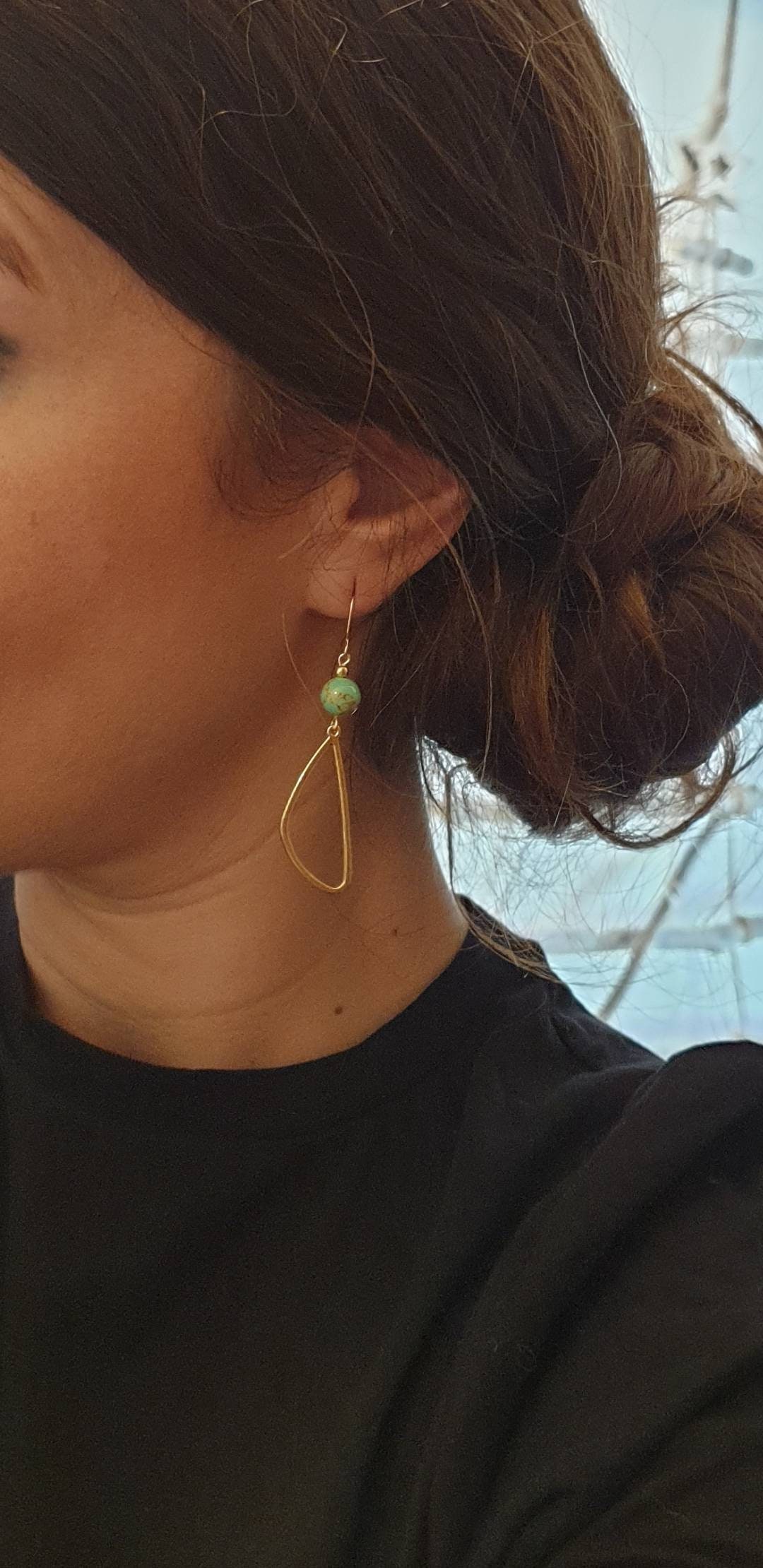 Les Dorées Collection, Large Drop Earrings With Gold Effect Natural ...