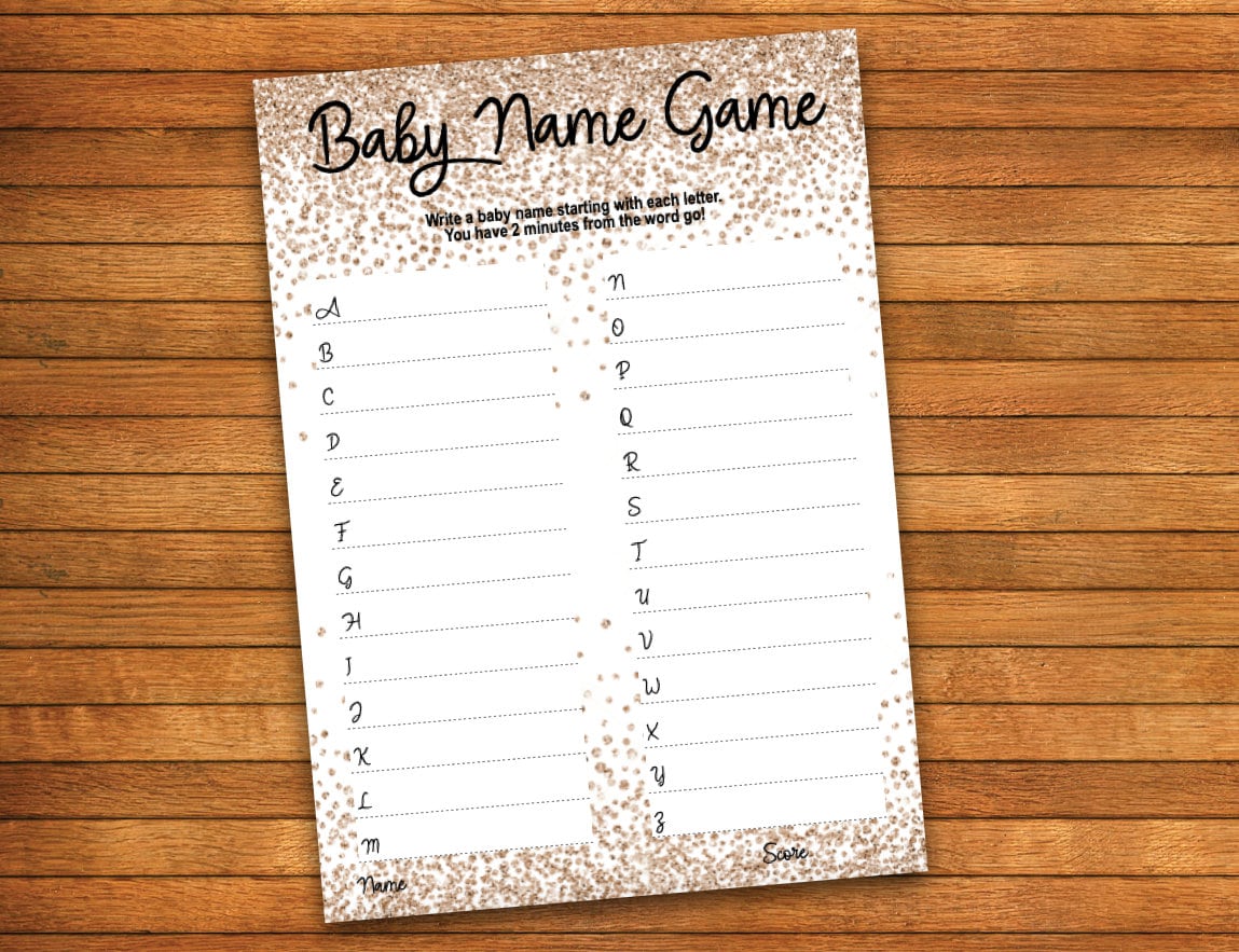 Baby Shower Game Baby Name Game Printable PDF Print at - Etsy