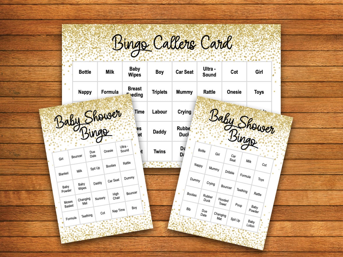 Baby Shower Bingo Game Printable PDF Print at Home 30 Players Gold ...