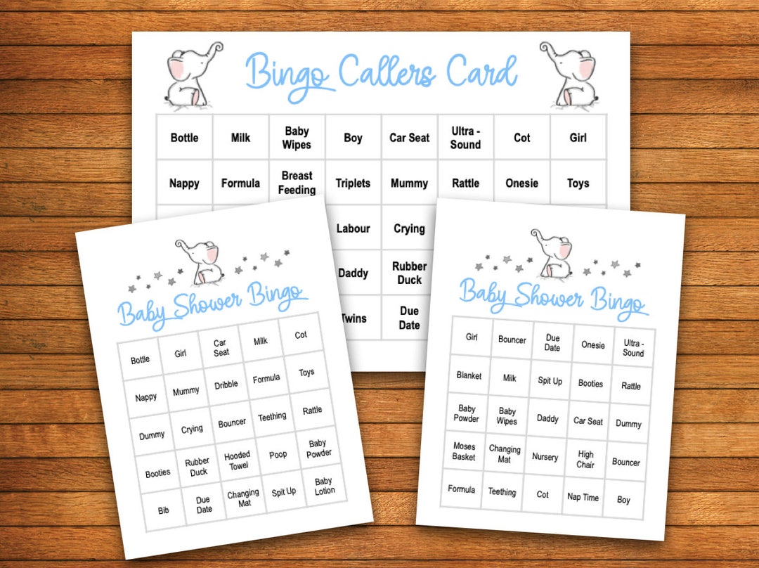 Baby Shower Printable Bingo Game - Blue - up to 30 Players ...