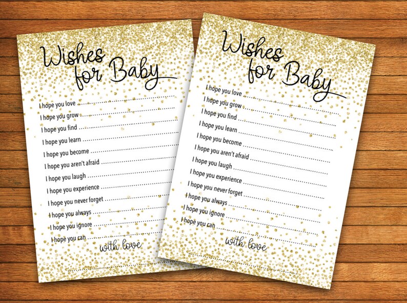 Baby Shower Game - Wishes for Baby - Printable PDF - Print at Home ...