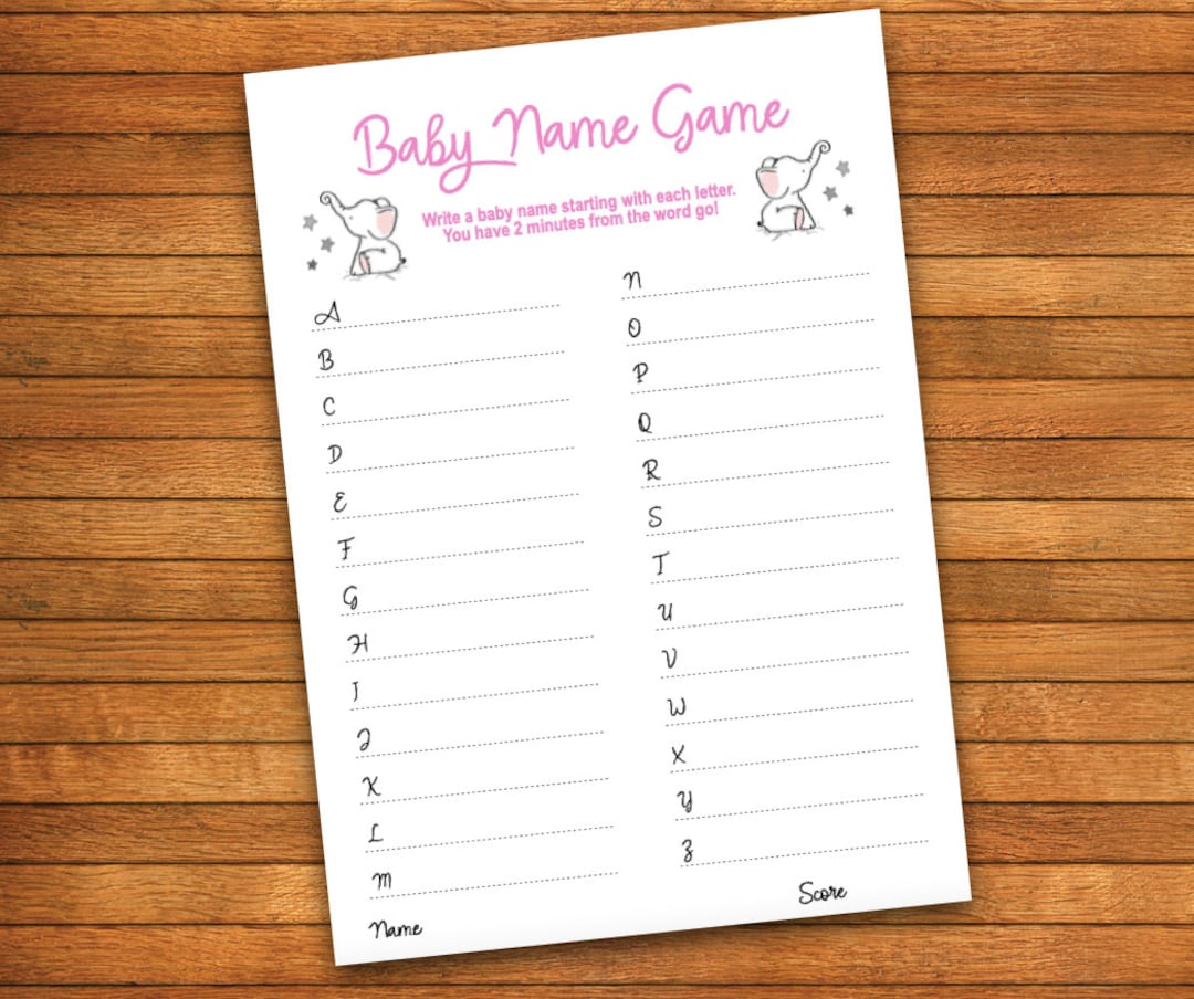 Baby Shower Game Baby Name Game Printable PDF Print at - Etsy