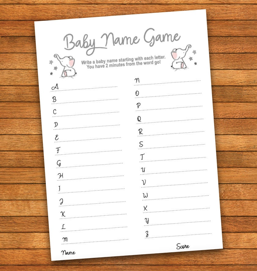 Baby Shower Game - Baby Name Game - Printable PDF - Print at Home ...