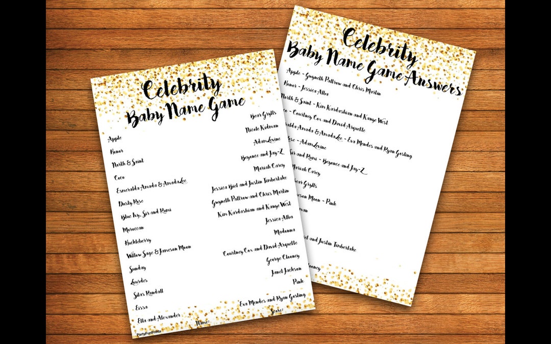 Baby Shower Game Celebrity Baby Name Game Printable PDF - Etsy