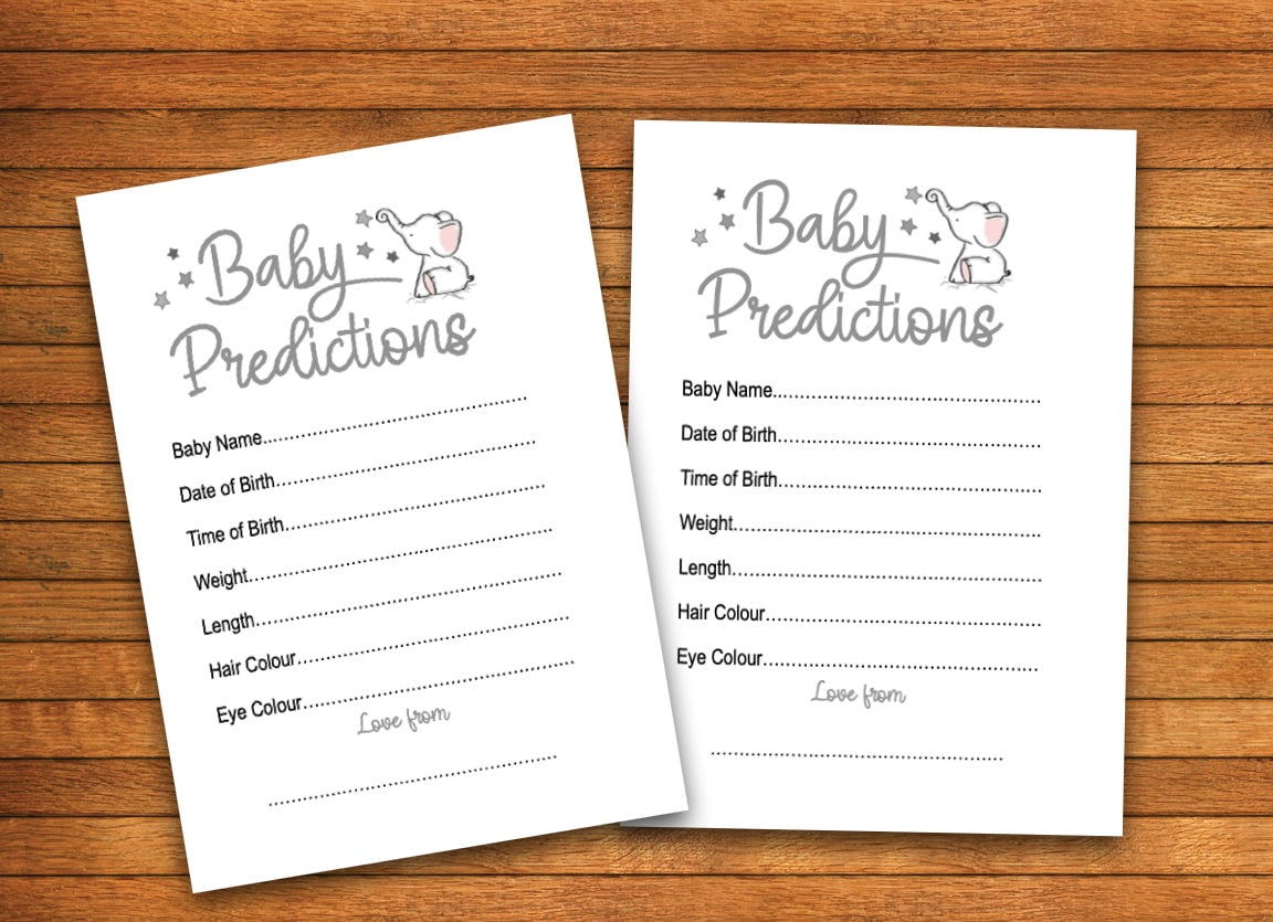 Baby Shower Game Baby Predictions Printable PDF Print at - Etsy