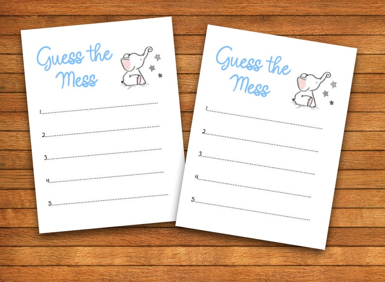 Baby Shower Game - Guess the Mess - Printable PDF - Print at Home ...