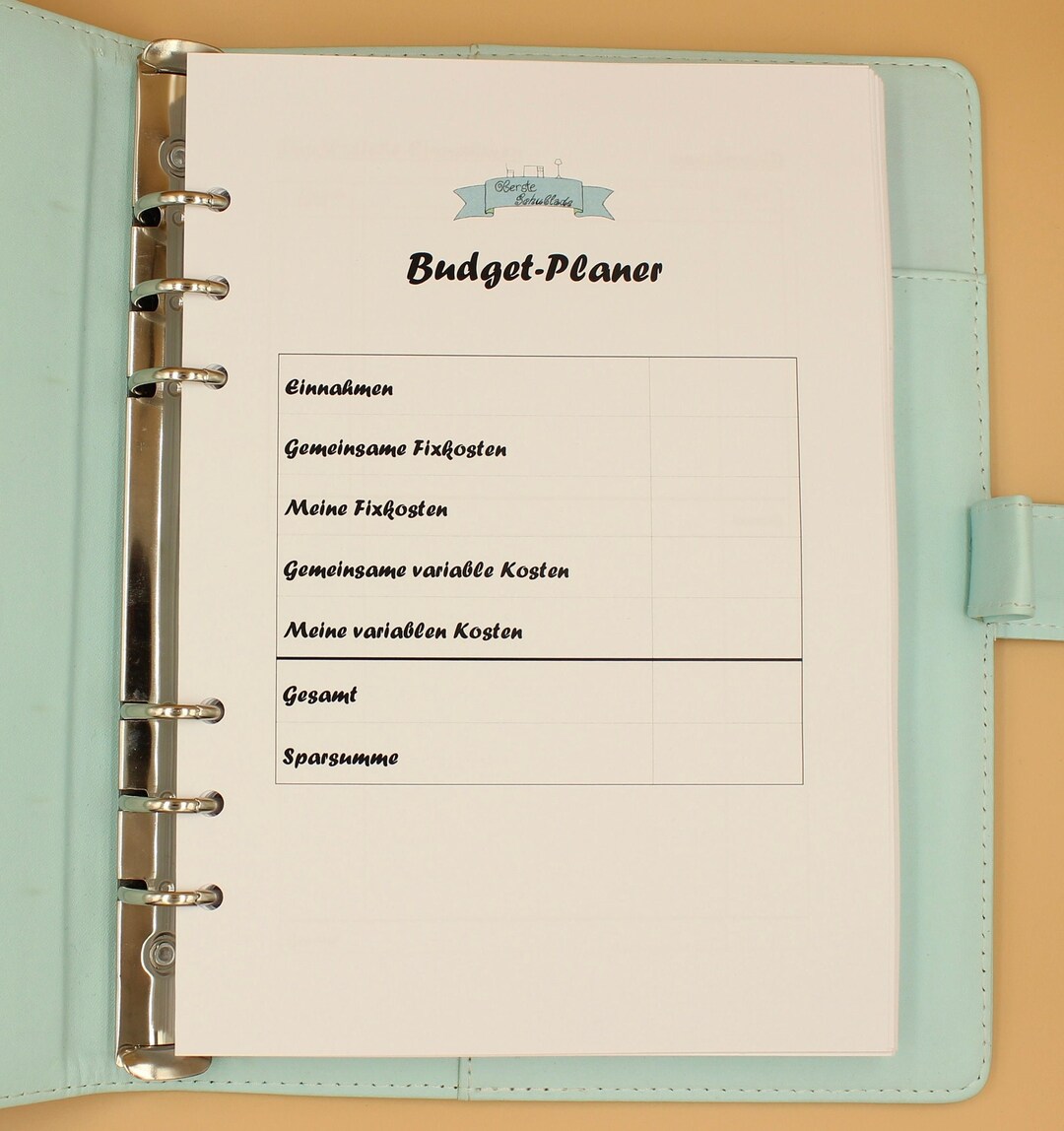 Budget Planner Inserts A5 V2 German Undated Ring Binder Filofax ...
