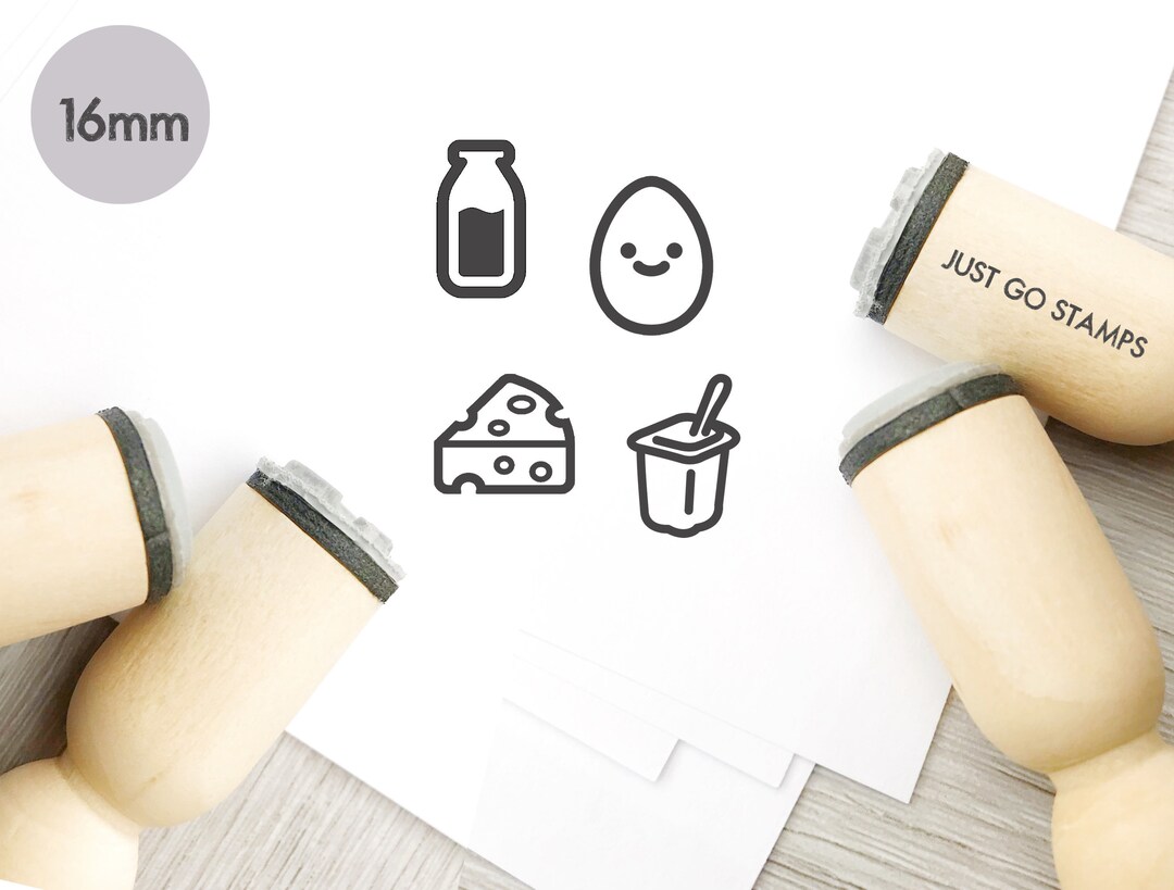 4 PCS Dairy Rubber Stamp - Φ16mm/20mm/25mm Stamp - Dairy & Eggs Stamp ...