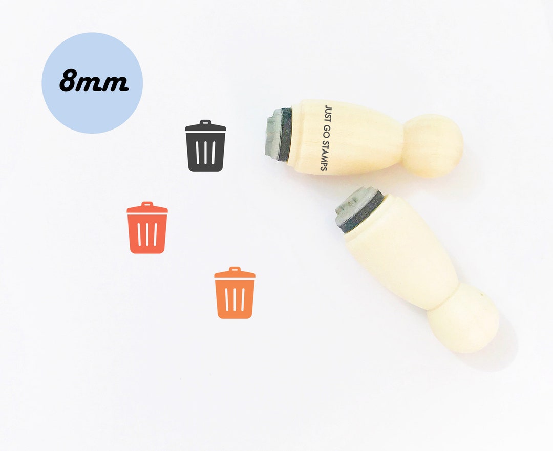 Garbage Bin Rubber Stamp - Φ8mm Mini Stamp - Bin Rubber Stamp - Trash ...