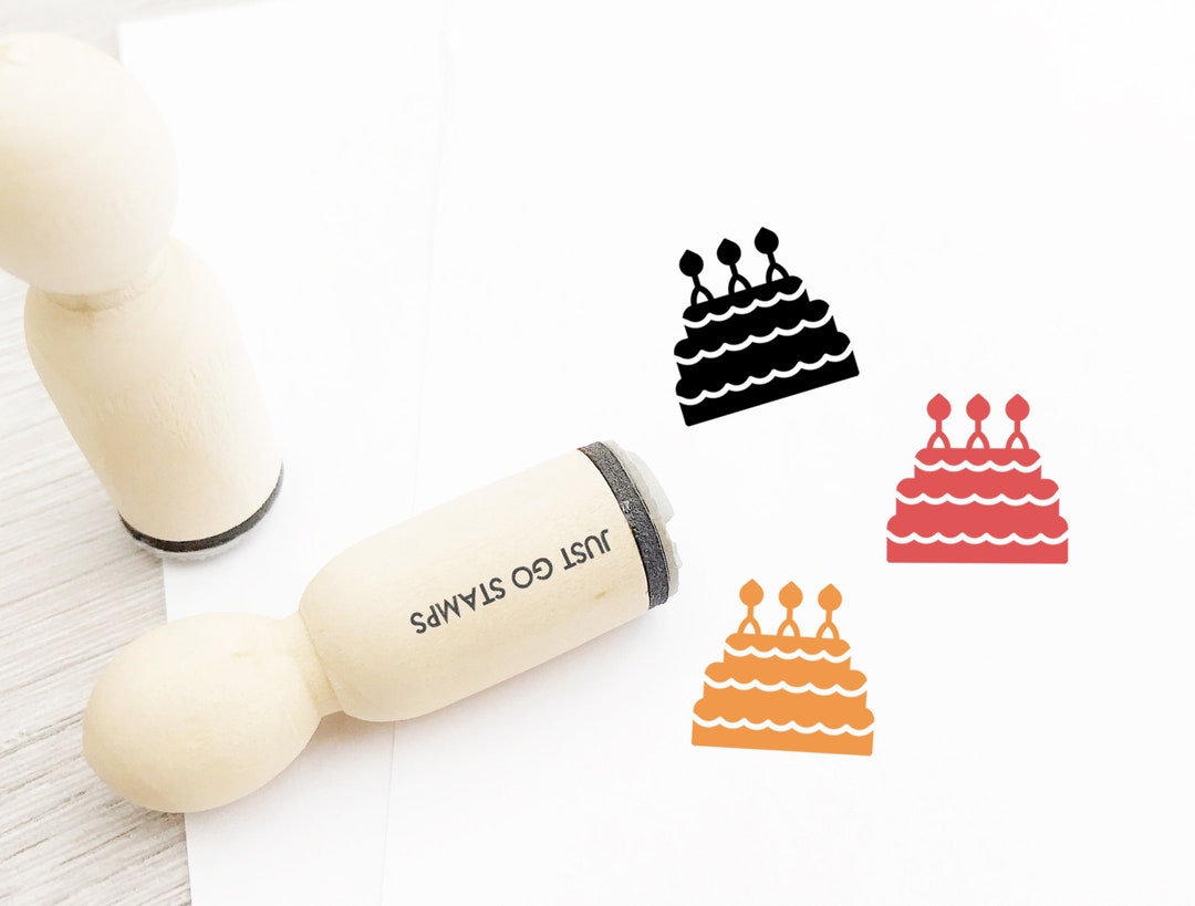Birthday Cake Rubber Stamp - Φ16mm/20mm/25mm Rubber Stamp - Cake Rubber ...