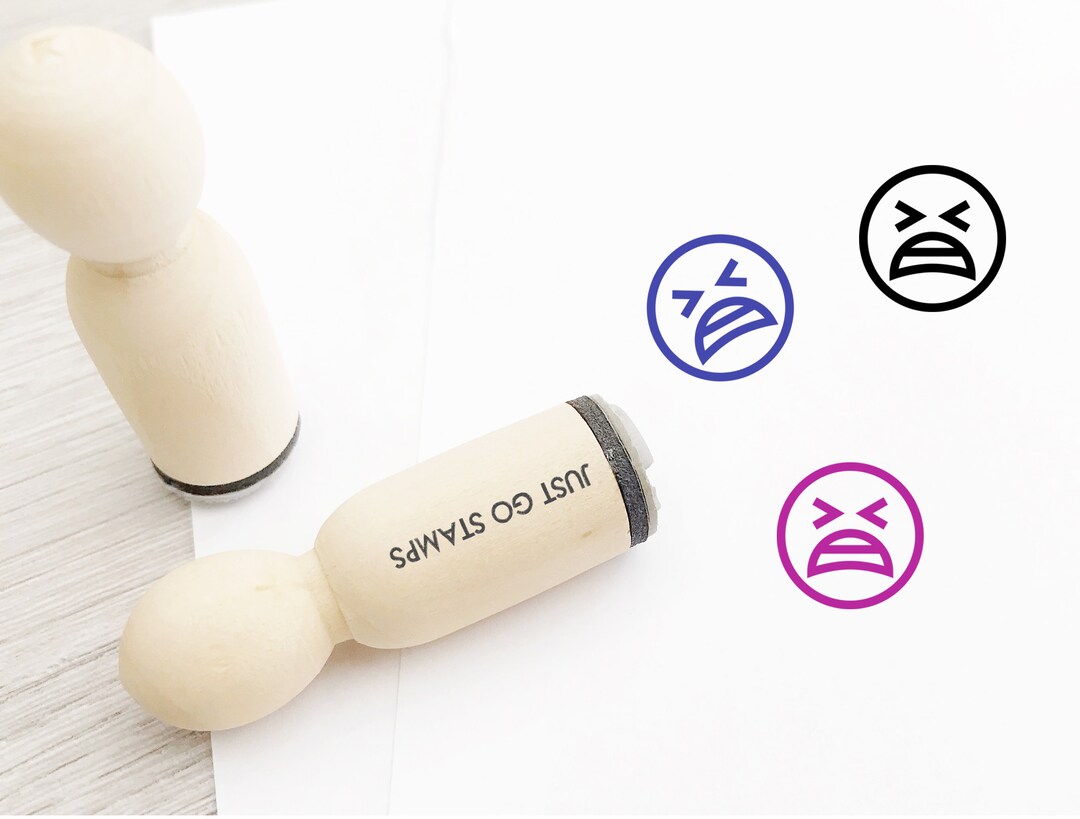 Emoji Rubber Stamp - Φ16mm/20mm/25mm Rubber Stamp - Cry Face Stamp ...