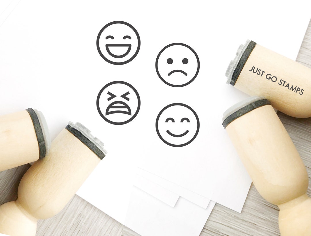 4 PCS Emoji Face Rubber Stamp - Φ16mm/20mm/25mm Stamp - Happy Stamp ...